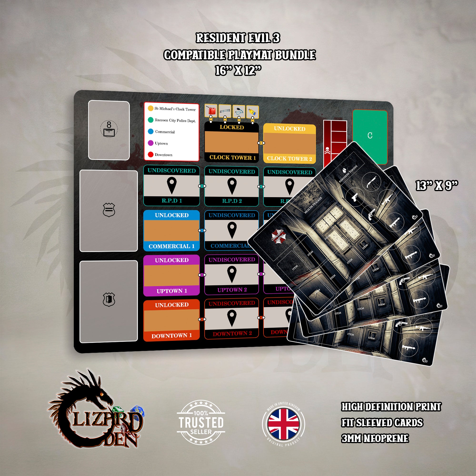 Resident Evil 3 Board Game Mat Set – Lizard Den