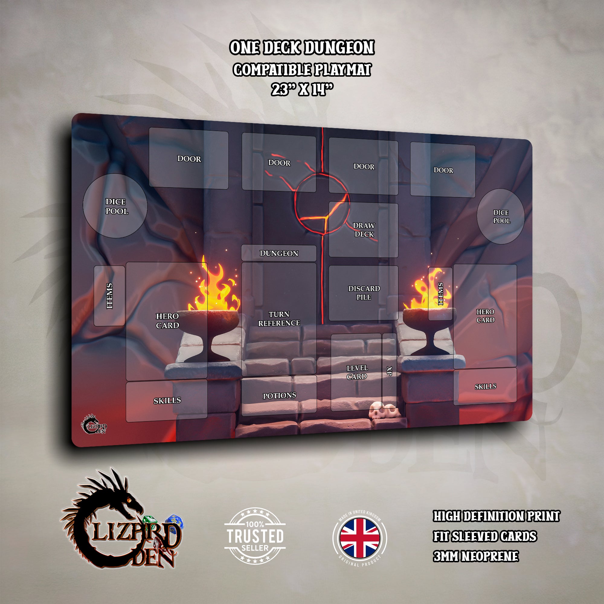 One Deck Dungeon Compatible Playmat - Lizard Den